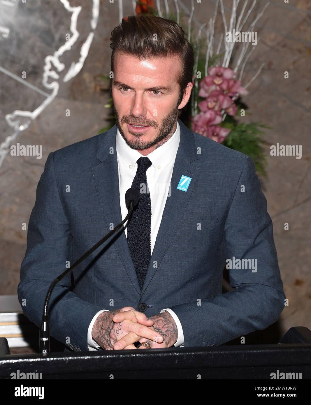 UNICEF Goodwill Ambassador David Beckham lights the Empire State ...