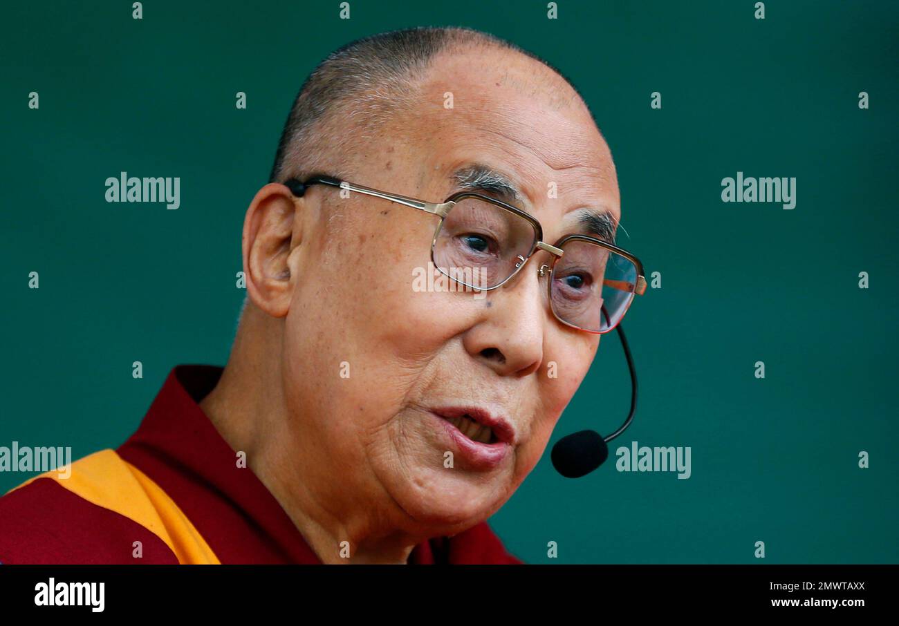 Tibetan spiritual leader, the Dalai Lama speaks at an event to ...