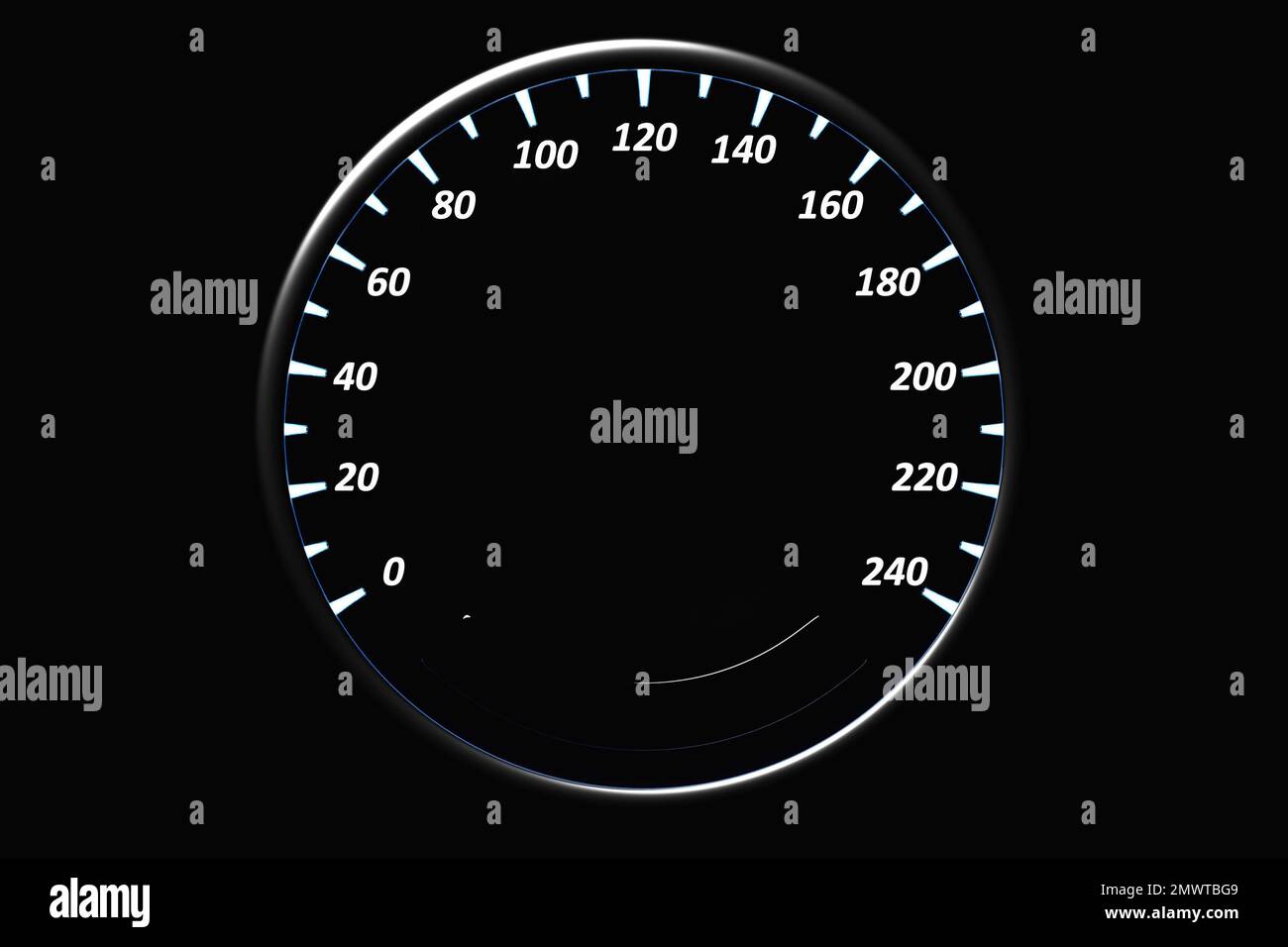 3D illustration of the dashboard of the car is illuminated by white ...