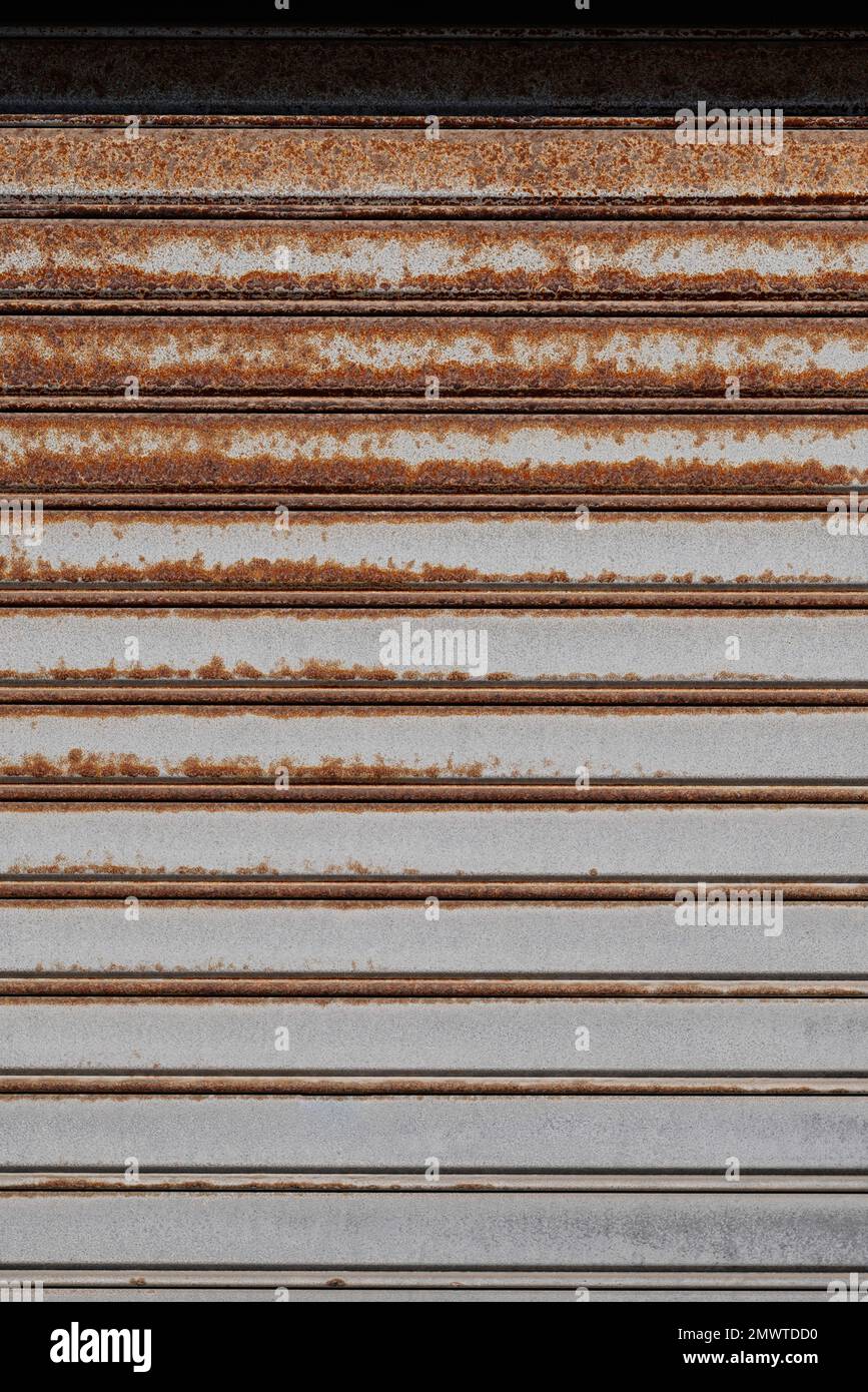 Grunge rusty metal steel grey background texture rust curtain shuttle ...