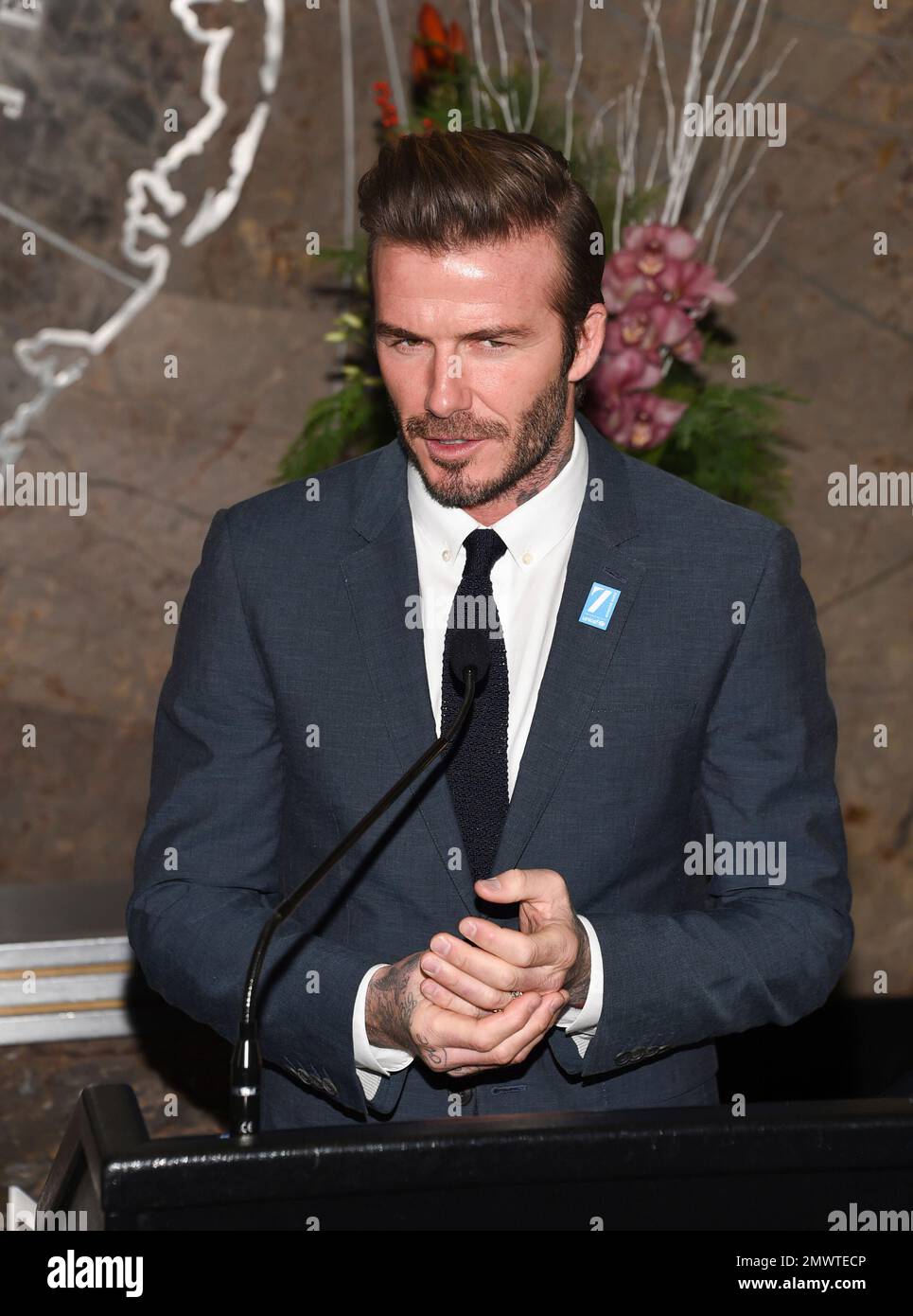 UNICEF Goodwill Ambassador David Beckham lights the Empire State ...