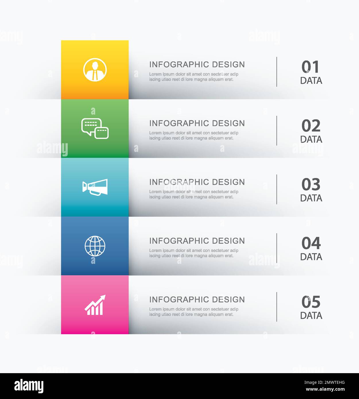 5 data infographics tab paper index template. Vector illustration ...