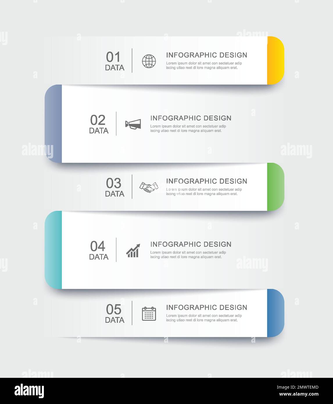 5 data infographics tab paper index template. Vector illustration ...
