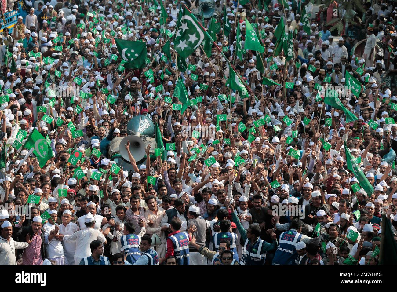 Bangladeshi Muslims march in a rally to celebrate the Eid-e-Milad-un ...