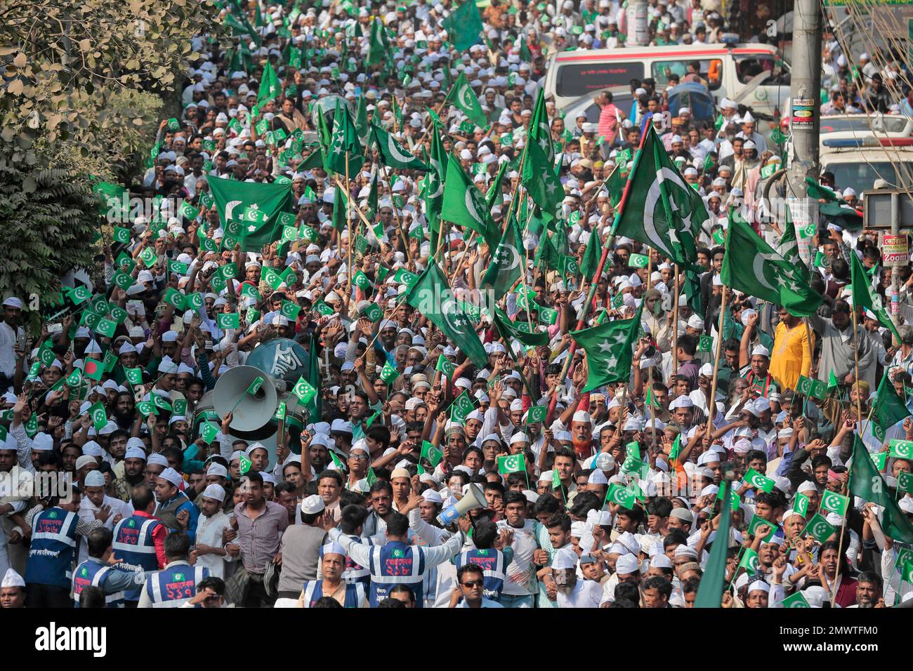 Bangladeshi Muslims march in a rally to celebrate the Eid-e-Milad-un ...