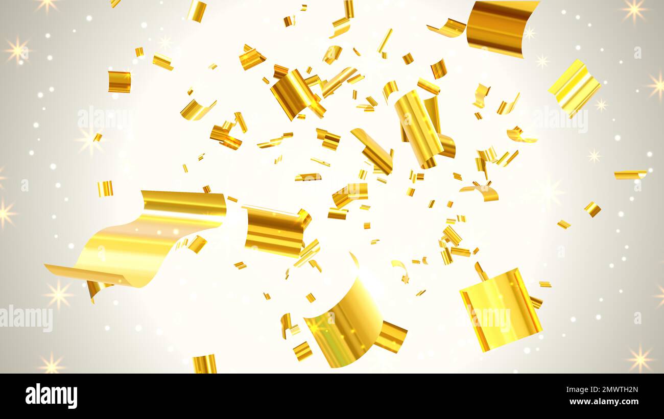 Golden realisic confetti explosion with a separeted background Stock ...