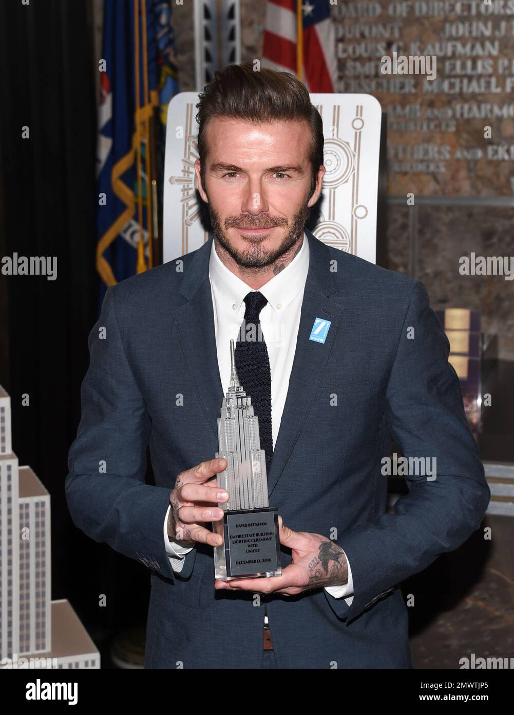 UNICEF Goodwill Ambassador David Beckham lights the Empire State ...