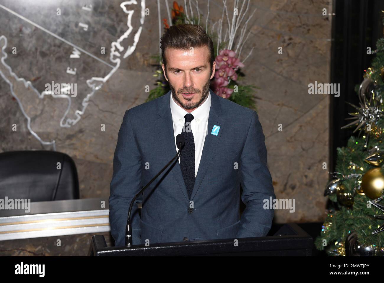 UNICEF Goodwill Ambassador David Beckham lights the Empire State ...