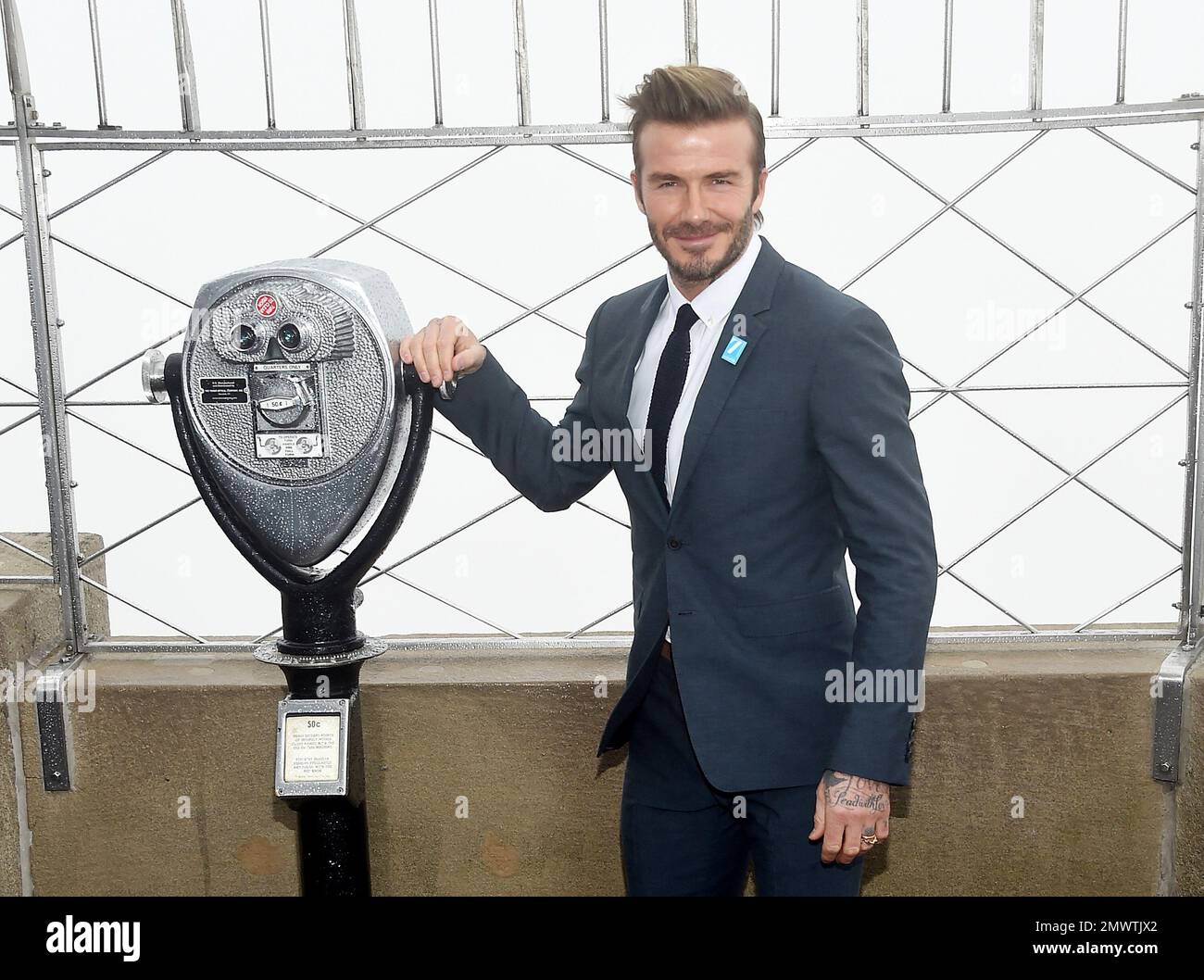 UNICEF Goodwill Ambassador David Beckham poses on the 86th floor ...