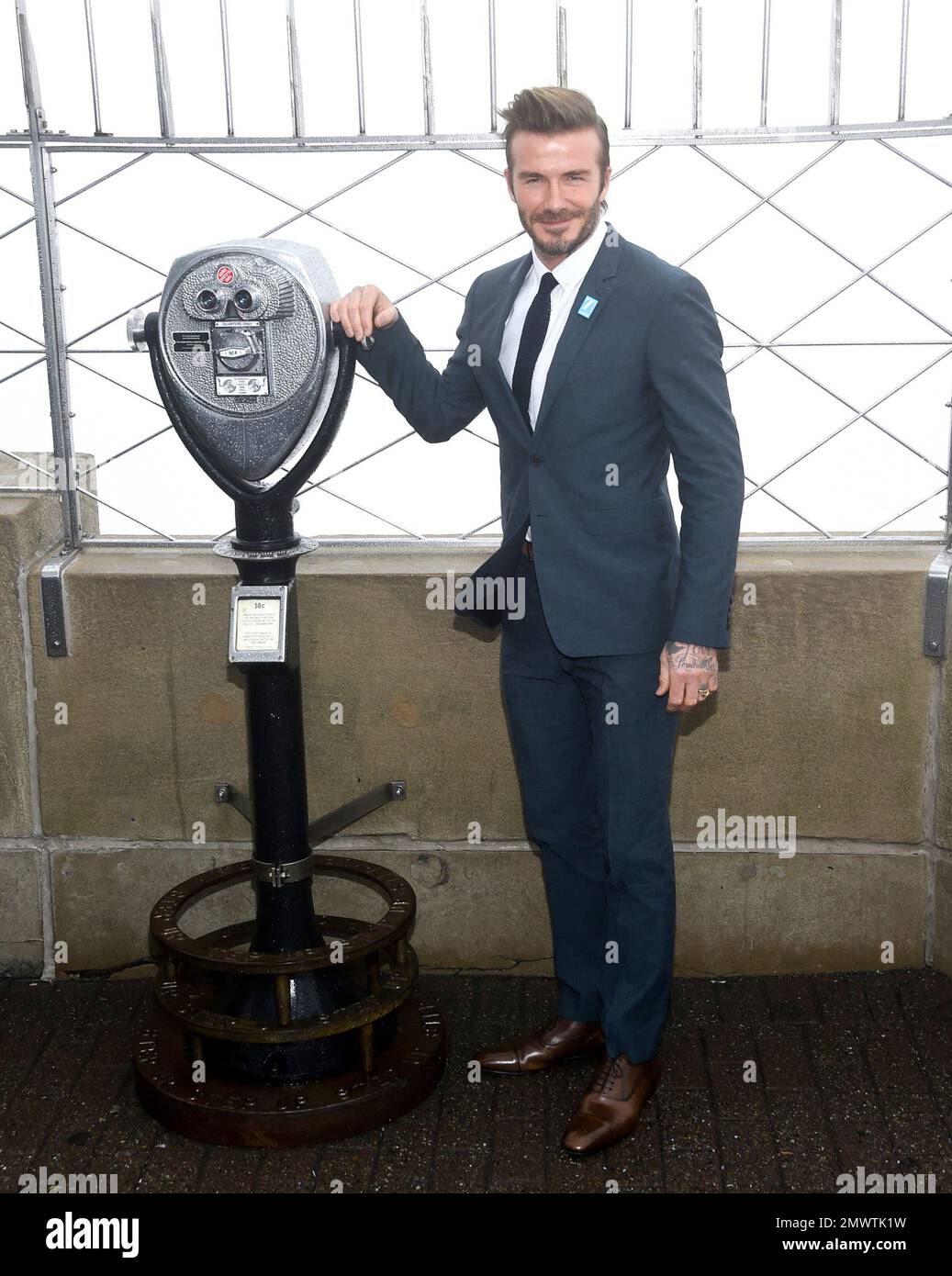 UNICEF Goodwill Ambassador David Beckham poses on the 86th floor ...