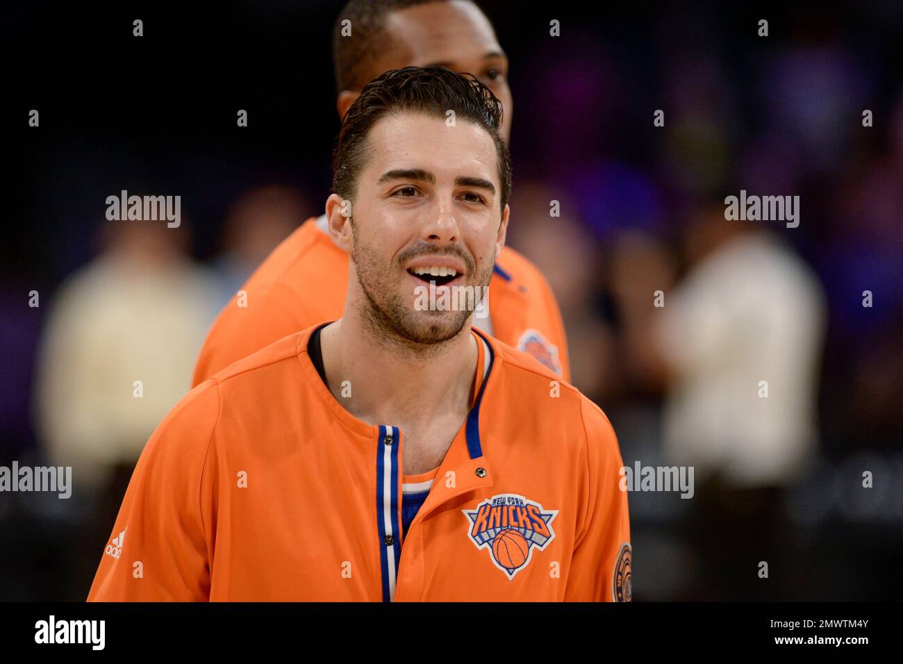 New York Knicks guard Sasha Vujacic, of Slovenia, warms up before the ...