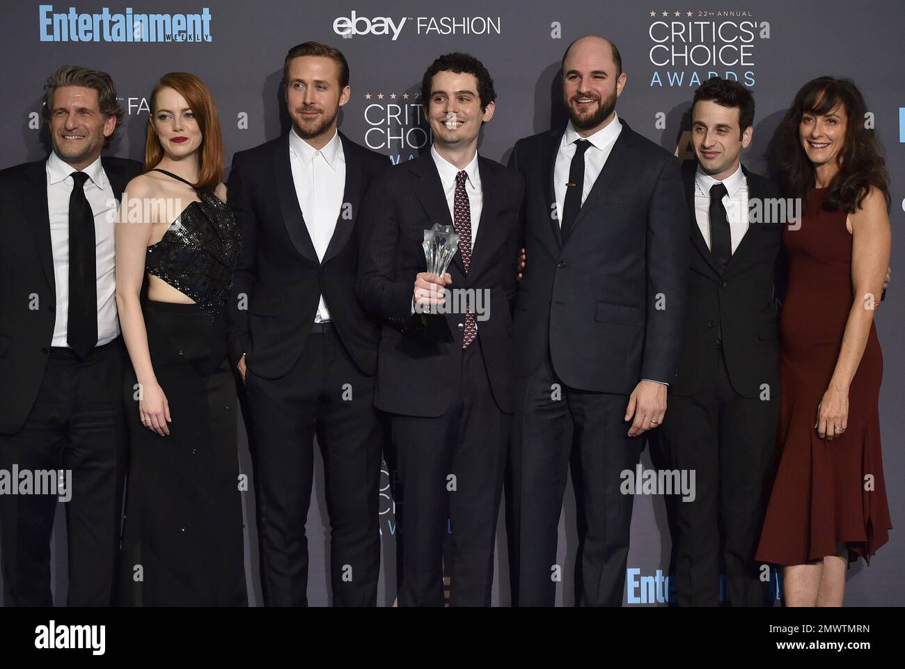 Gary Gilbert, from left, Emma Stone, Ryan Gosling, Damien Chazelle ...