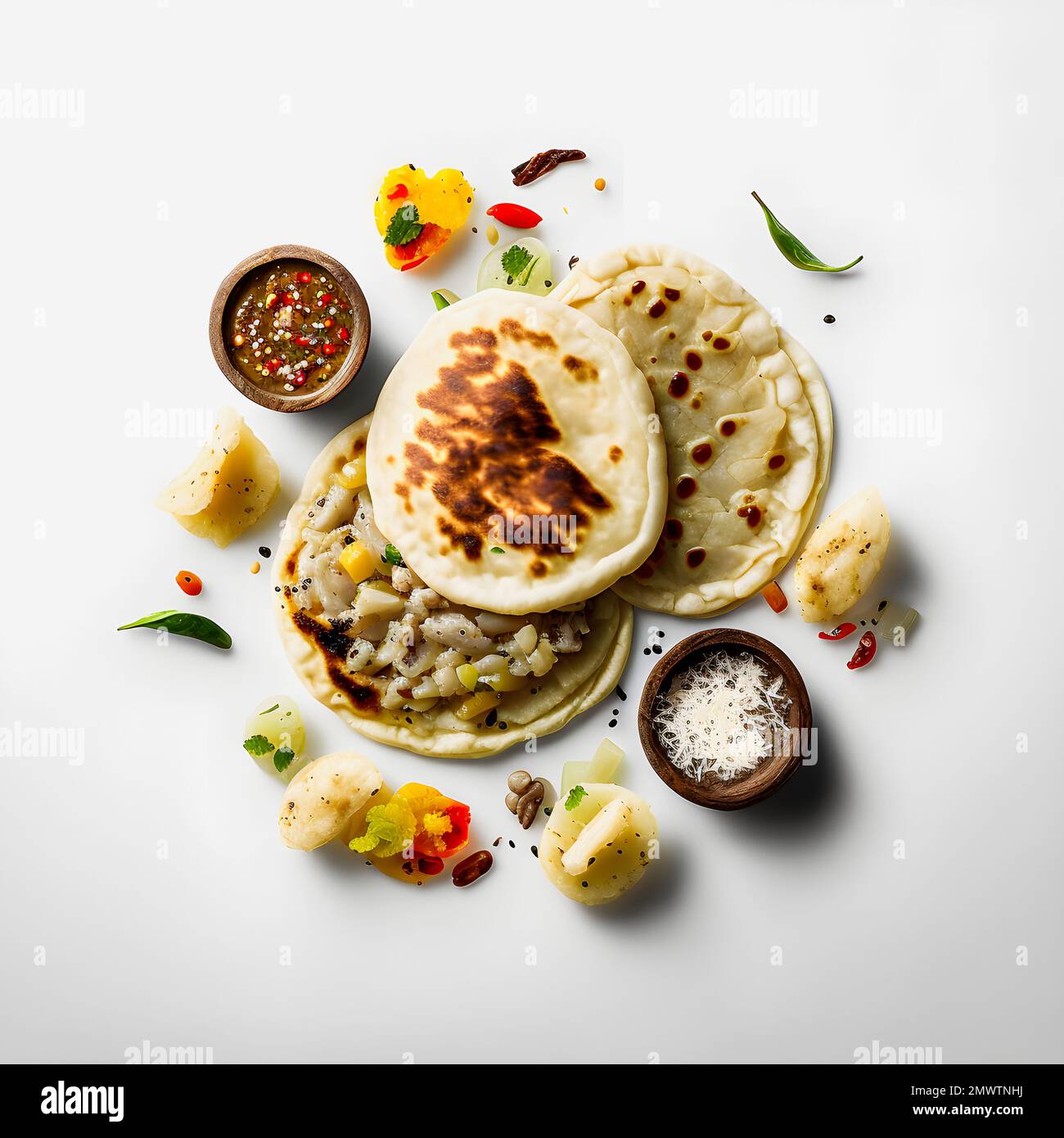 Pupusas on white background food photography. High-quality images ...