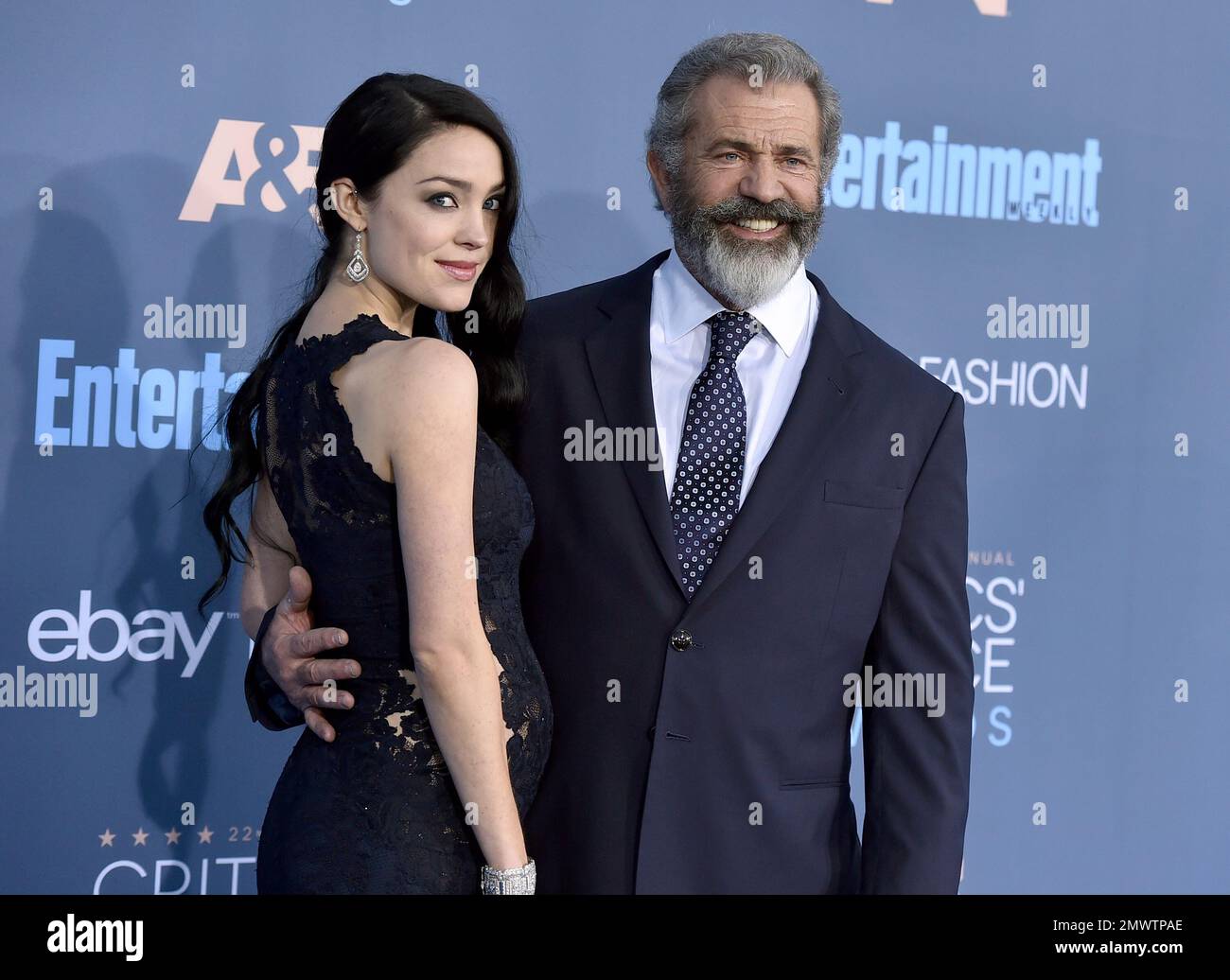 Rosalind Ross, left, and Mel Gibson arrive at the 22nd annual Critics ...