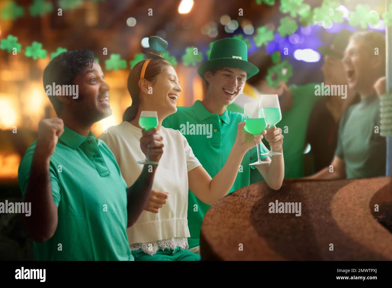 St Patrick’s day celebration. Friends celebrating in Irish pub. Saint ...