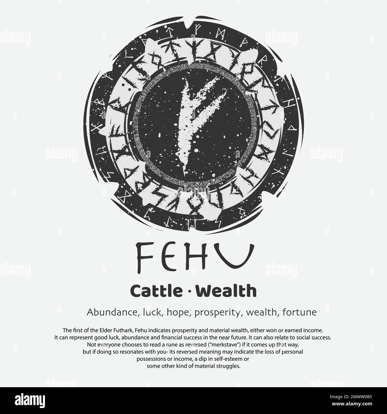 Viking Fehu rune dark circle shield Stock Vector Image & Art - Alamy