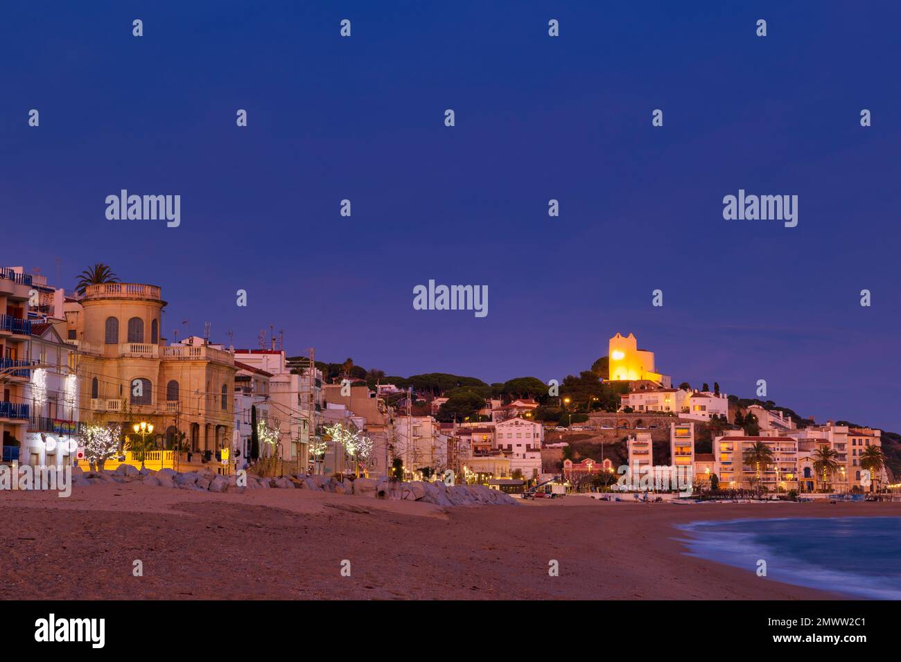 Sant Pol de Mar, near Barcelona, Spain at dusk Stock Photo - Alamy