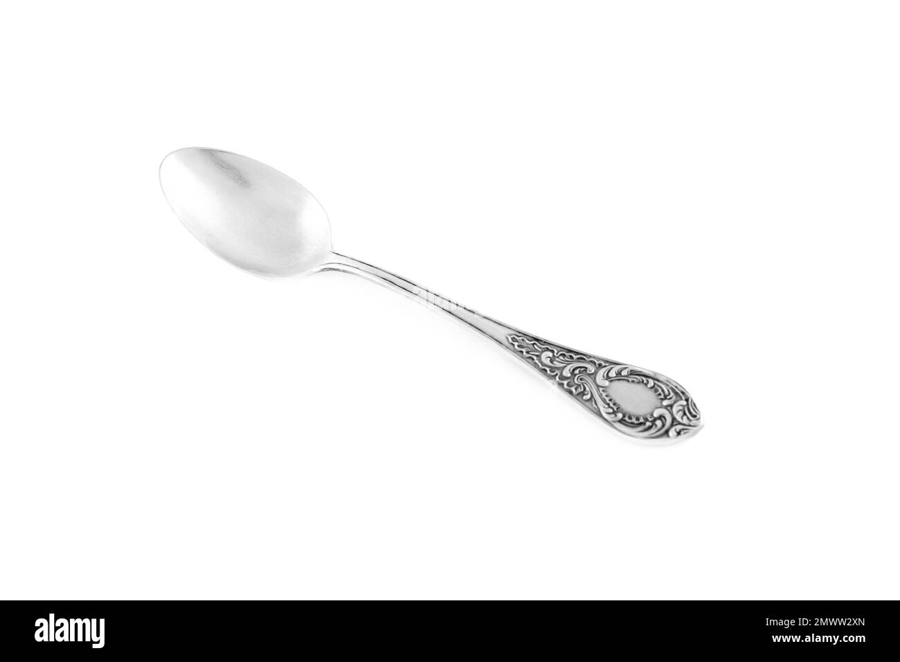 Clean shiny metal spoon isolated on white Stock Photo - Alamy