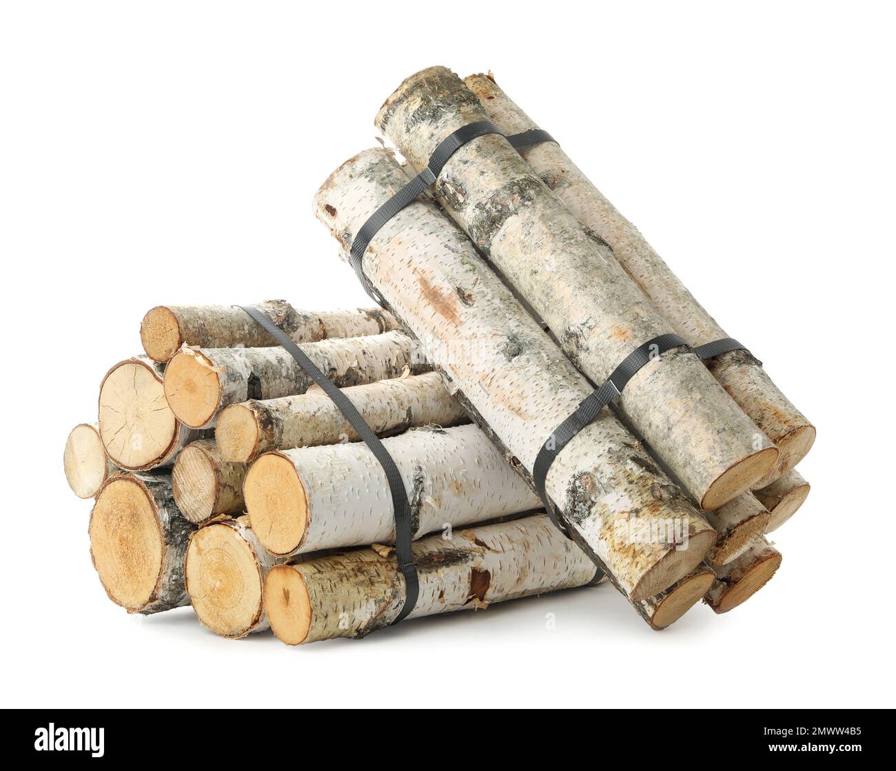 Bunches of cut firewood isolated on white Stock Photo - Alamy