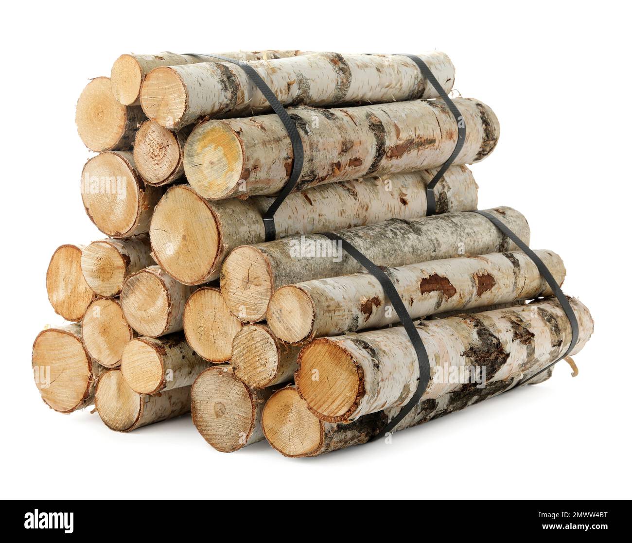 Bunches of cut firewood isolated on white Stock Photo - Alamy