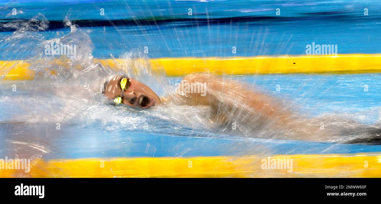 Veronika Popova, of Russia, competes in the women's 400-meter freestyle ...