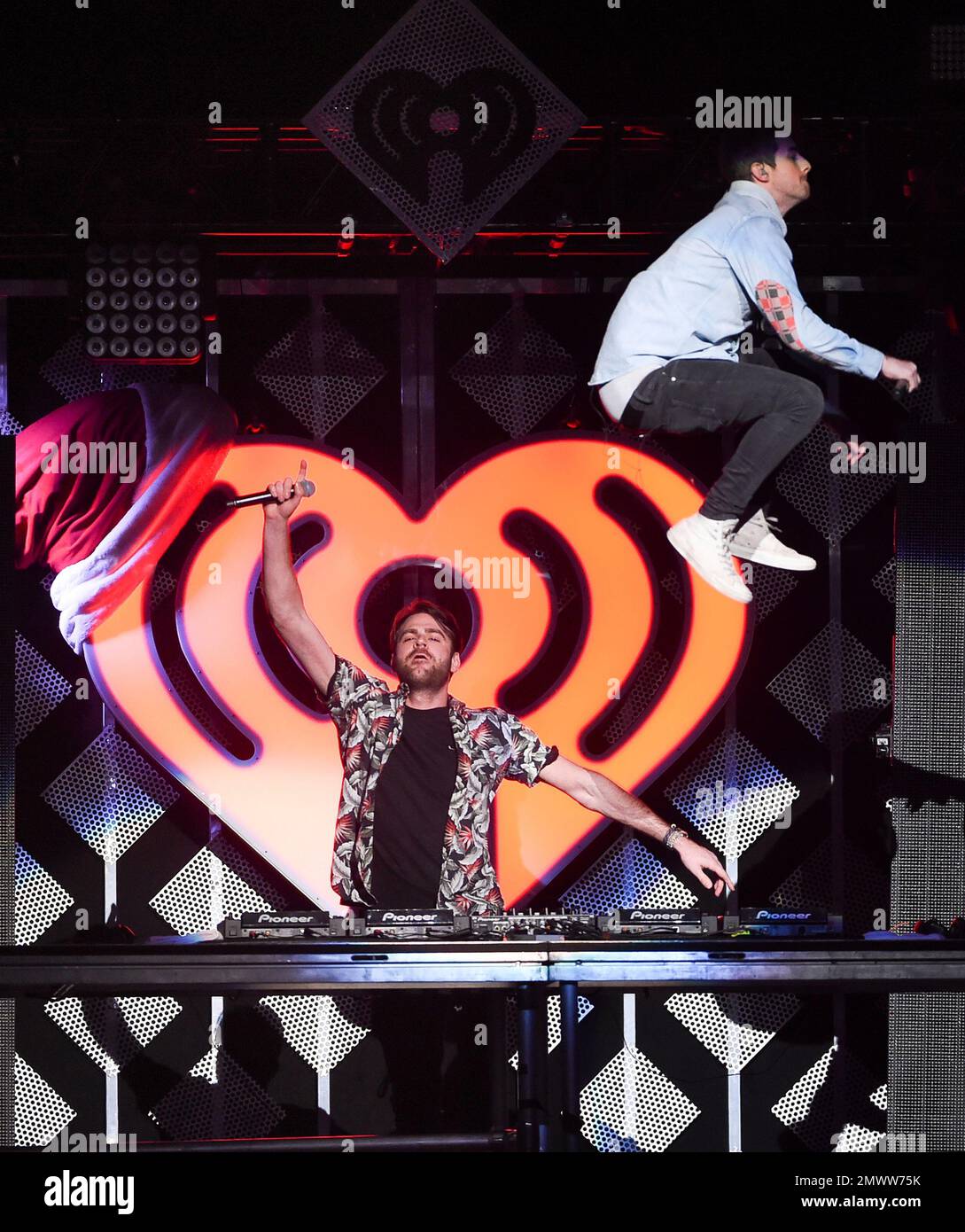 Alex Pall, left, and Andrew Taggart from The Chainsmokers perform at ...