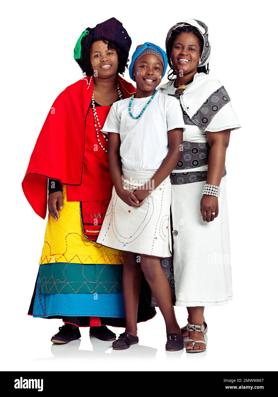Traditional femininity. Studio shot of two traditiaonally dressed ...