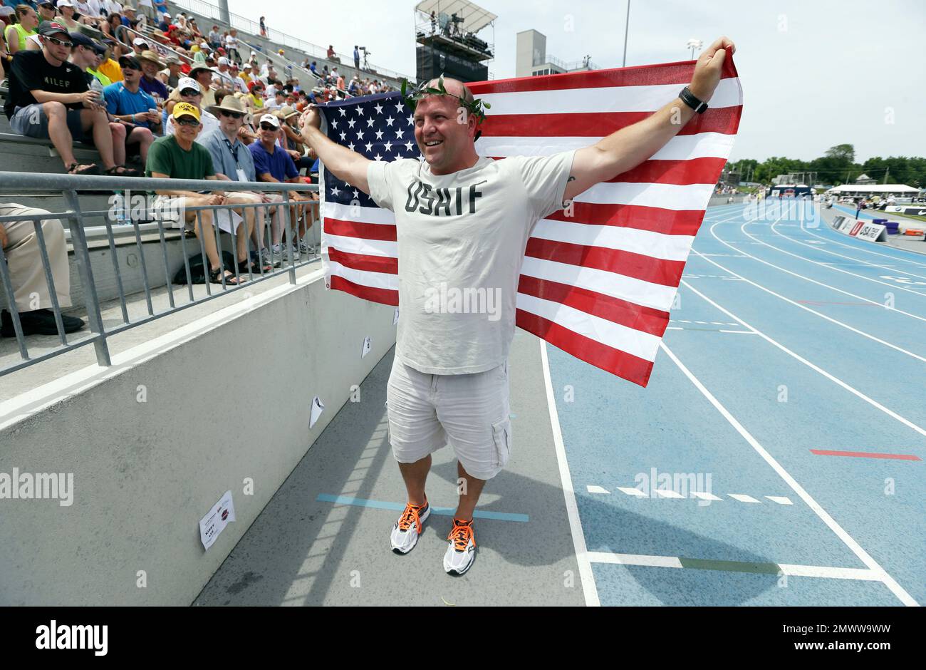 FILE - In this June 23, 2013, file photo, American shot putter Adam ...