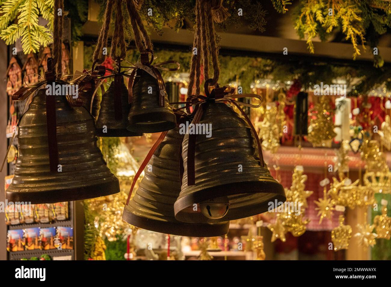 Christmas Decorations at Munich Christmas Market, Munich, Germany Stock ...