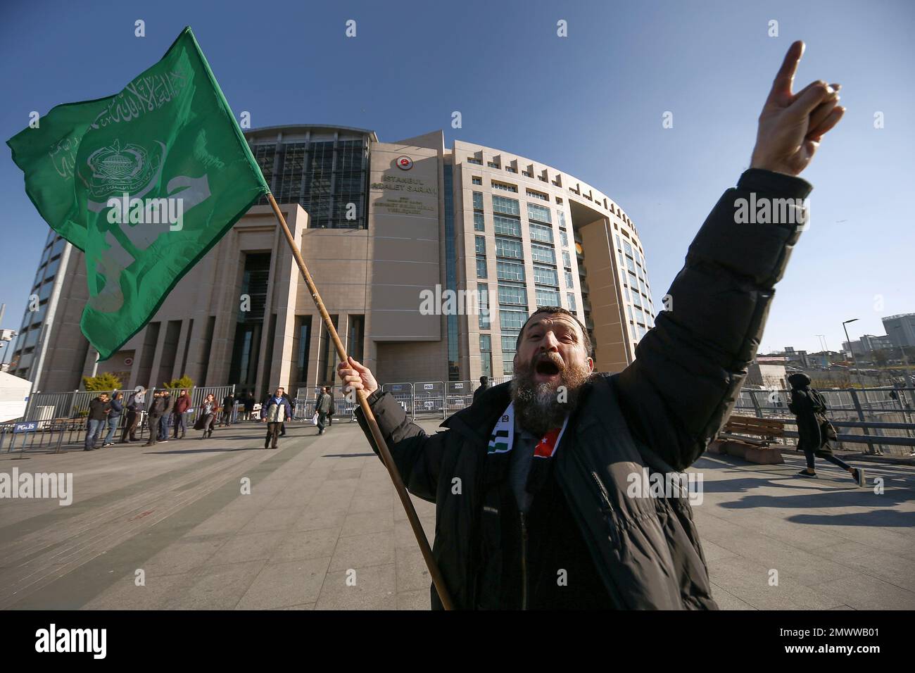 A pro-Palestinian man supporting the victims of the Turkish Mavi ...