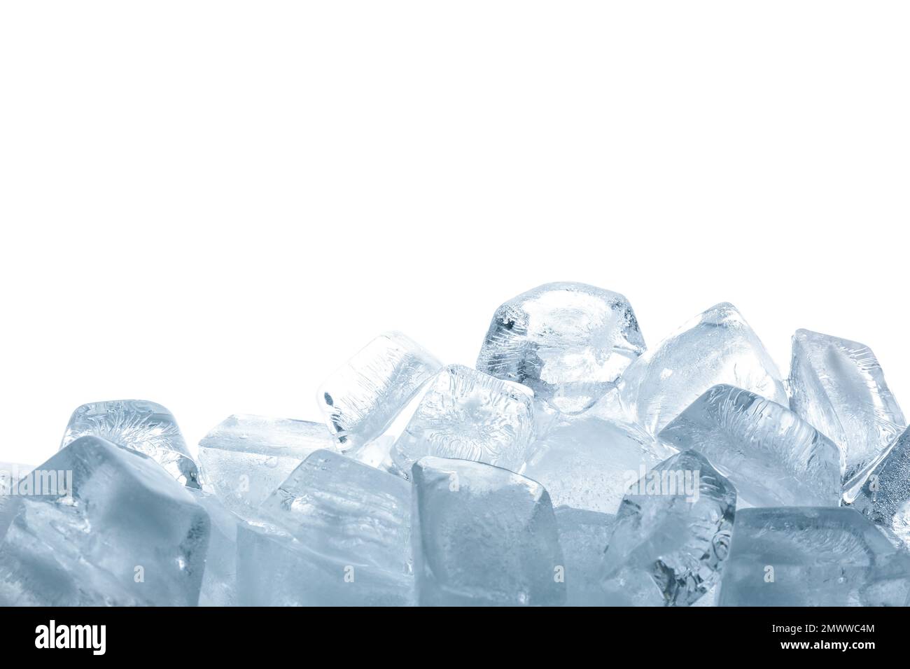 Crystal clear ice cubes isolated on white Stock Photo - Alamy