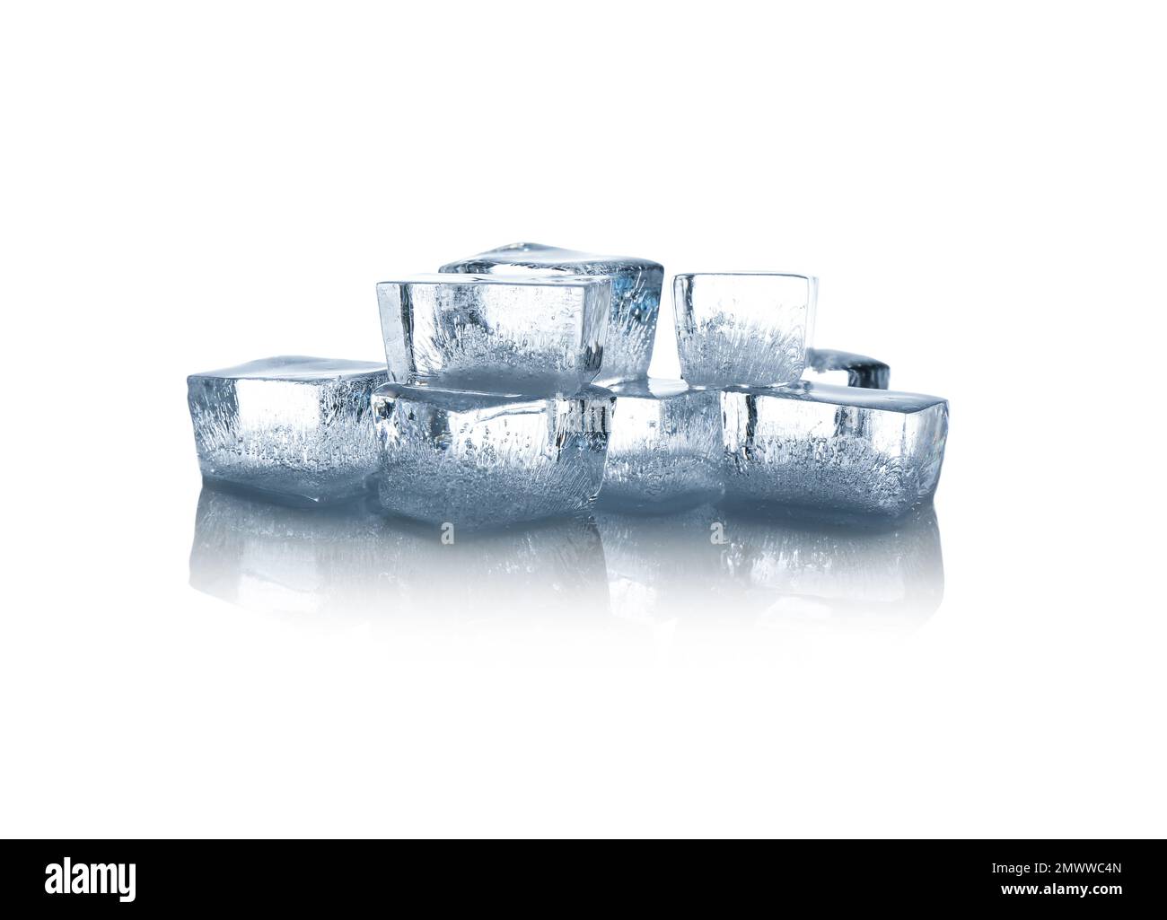 Crystal clear ice cubes isolated on white Stock Photo - Alamy