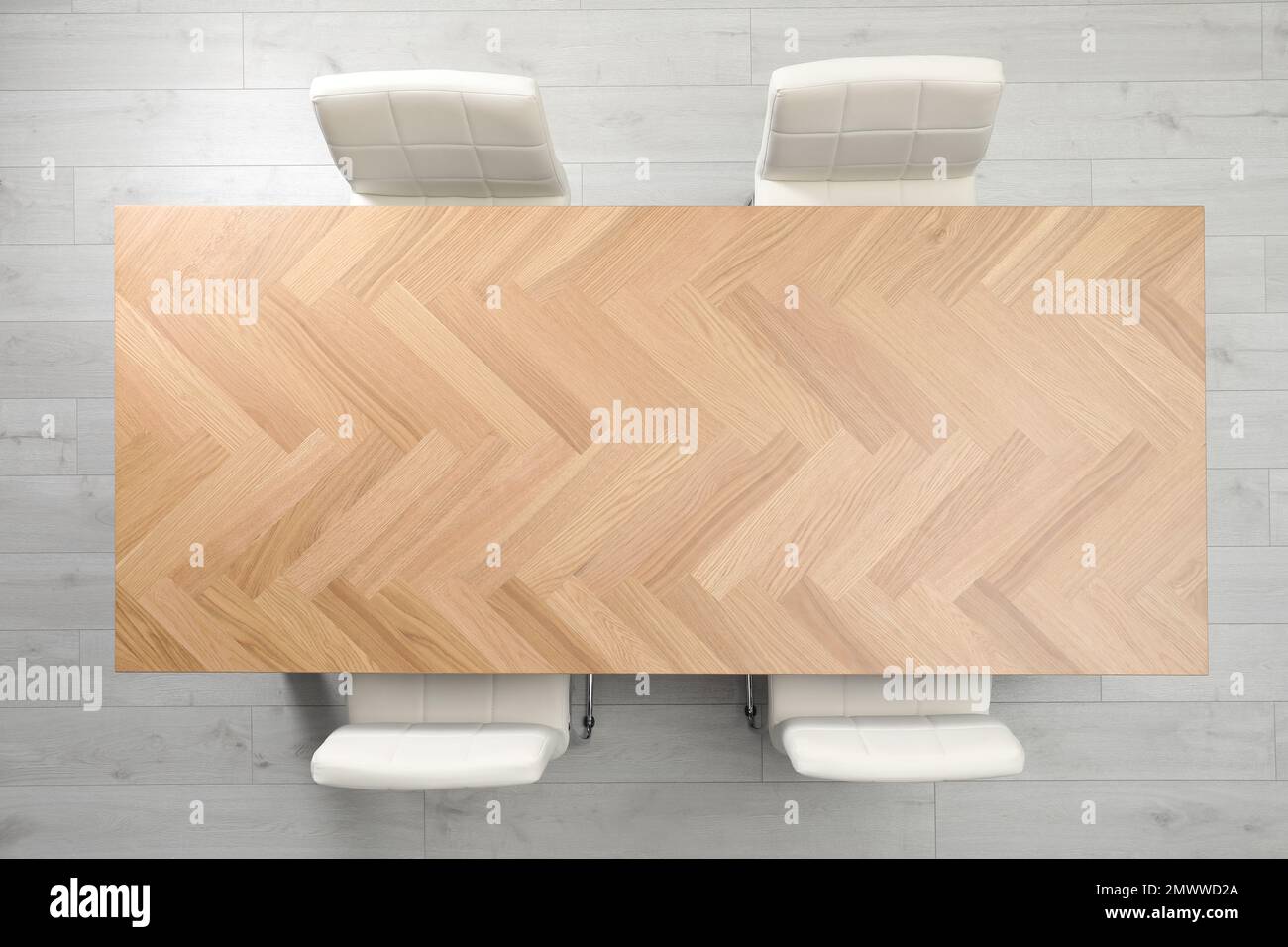 Modern office table with chairs, top view Stock Photo - Alamy