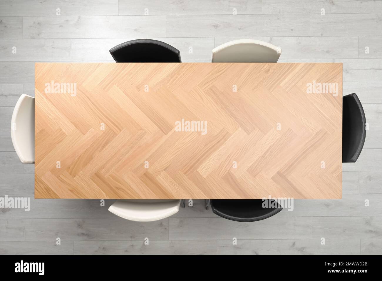 Modern office table with chairs, top view Stock Photo - Alamy