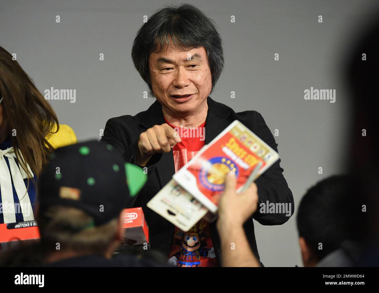 Japanese video game designer and producer Shigeru Miyamoto makes an ...