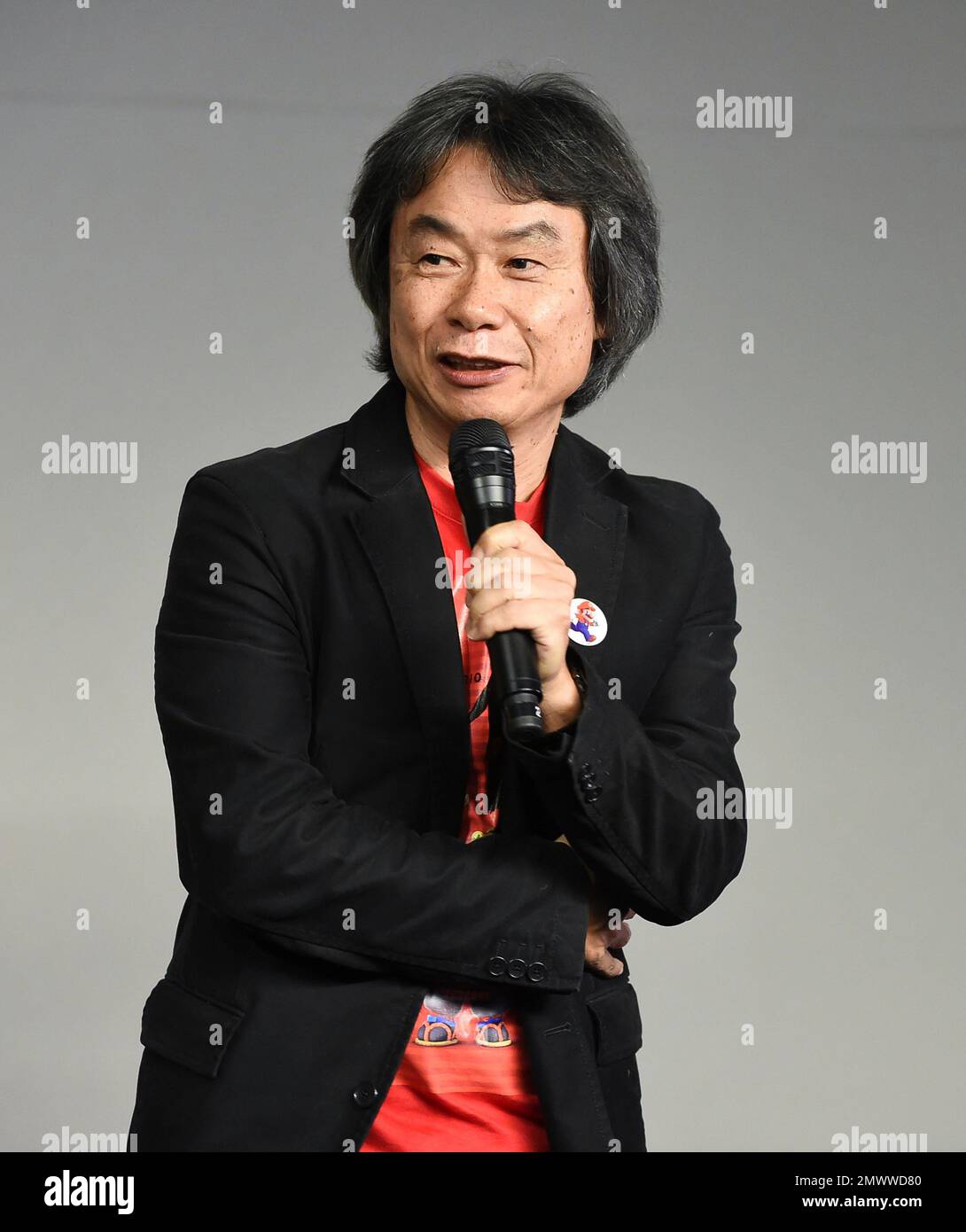 Japanese video game designer and producer Shigeru Miyamoto makes an ...