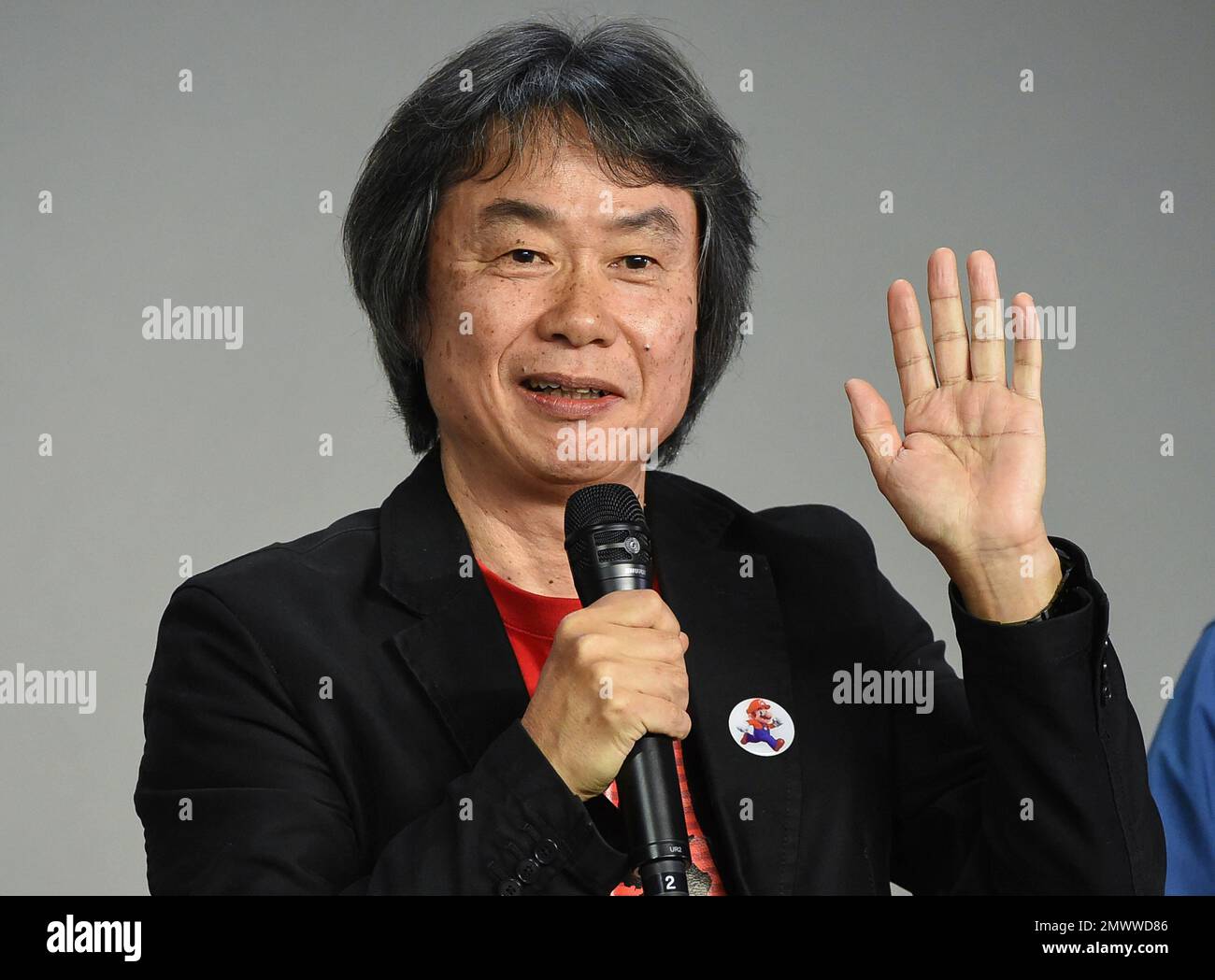 Japanese video game designer and producer Shigeru Miyamoto makes an ...