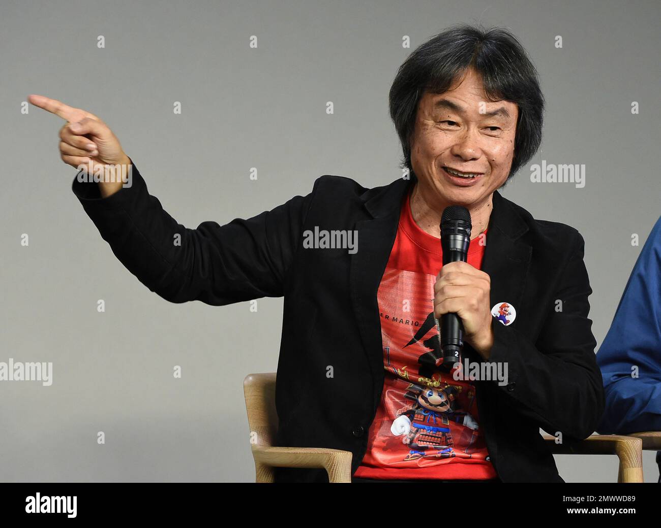 Japanese video game designer and producer Shigeru Miyamoto makes an ...