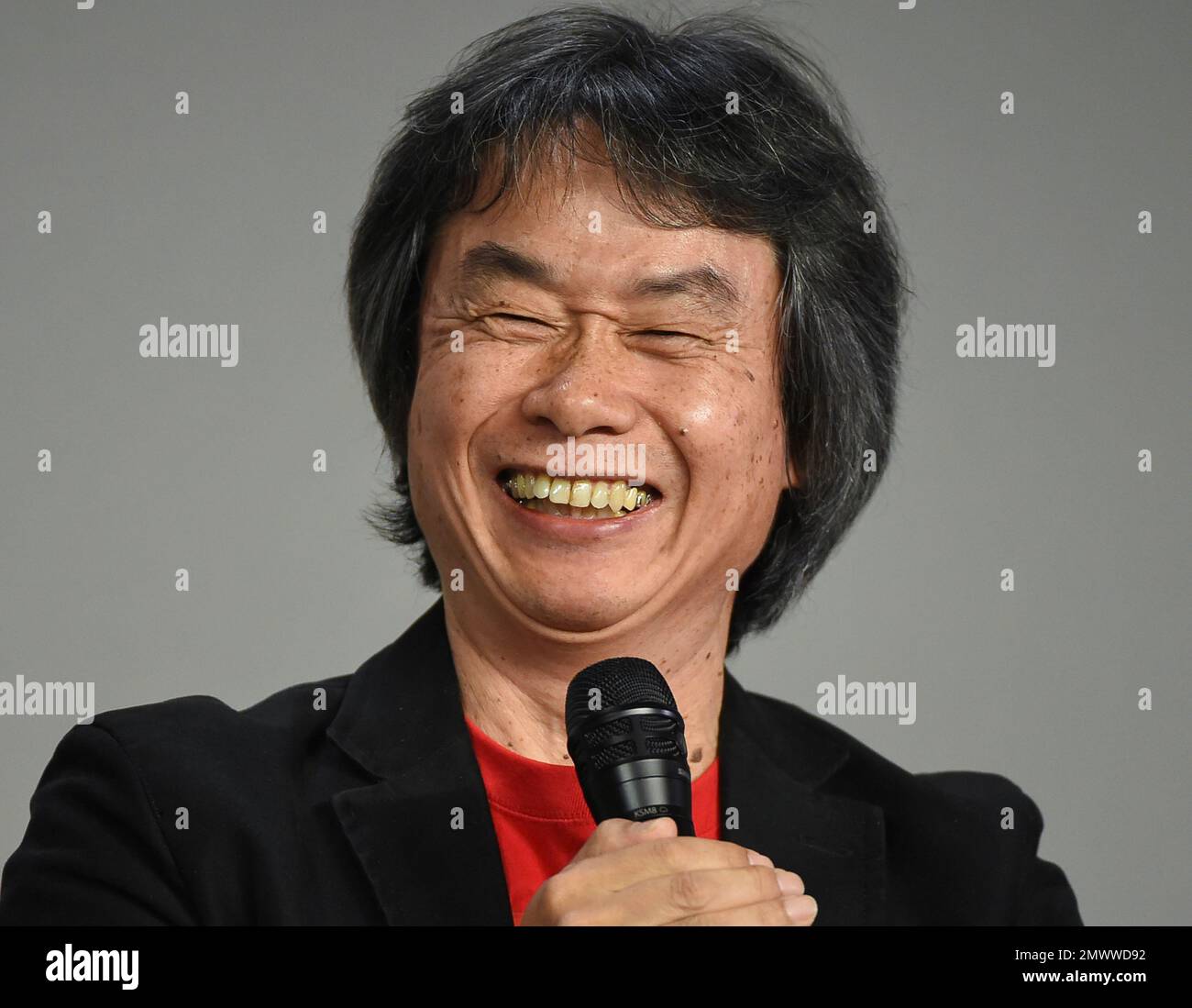 Japanese video game designer and producer Shigeru Miyamoto makes an ...