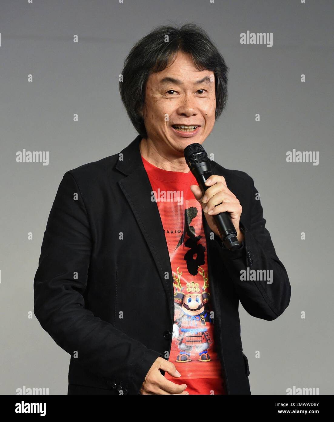 Japanese video game designer and producer Shigeru Miyamoto makes an ...