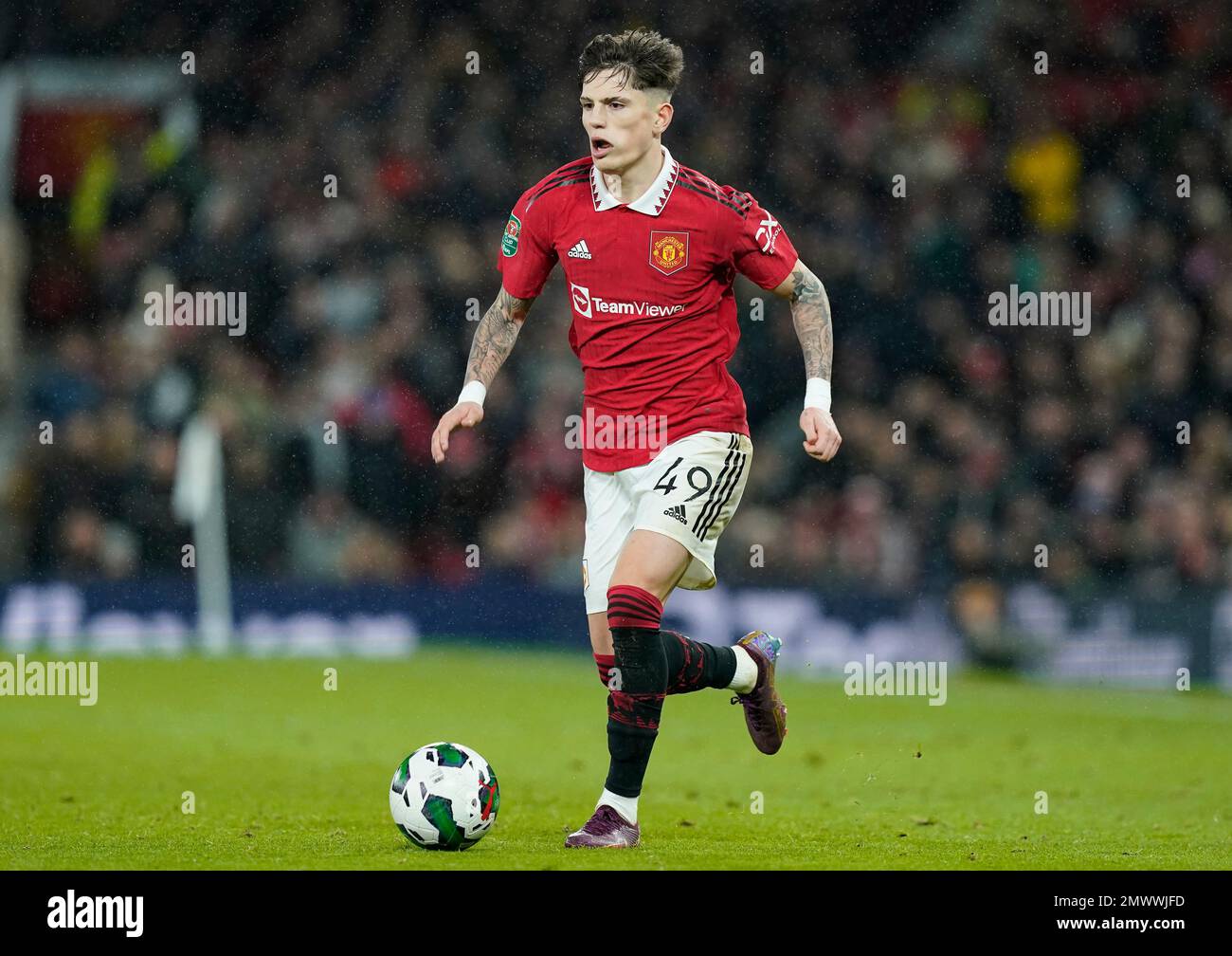 Manchester, England, 1st February 2023. Alejandro Garnacho of ...