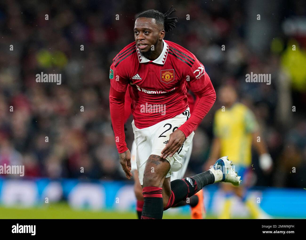Manchester, England, 1st February 2023. Aaron Wan-Bissaka of Manchester ...