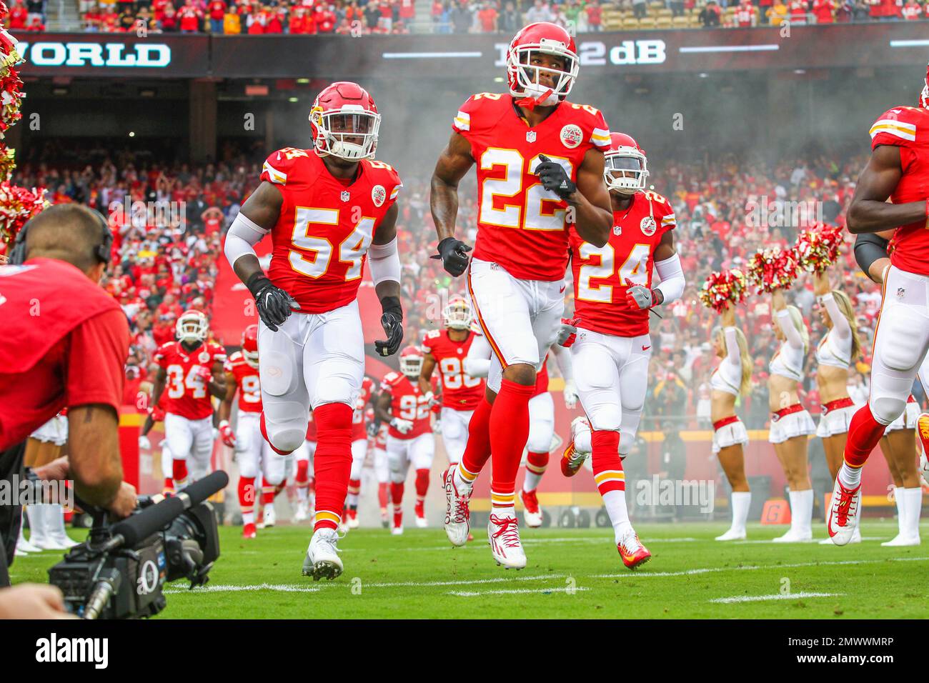 The Kansas City Chiefs take the field prior to an NFL game against the ...