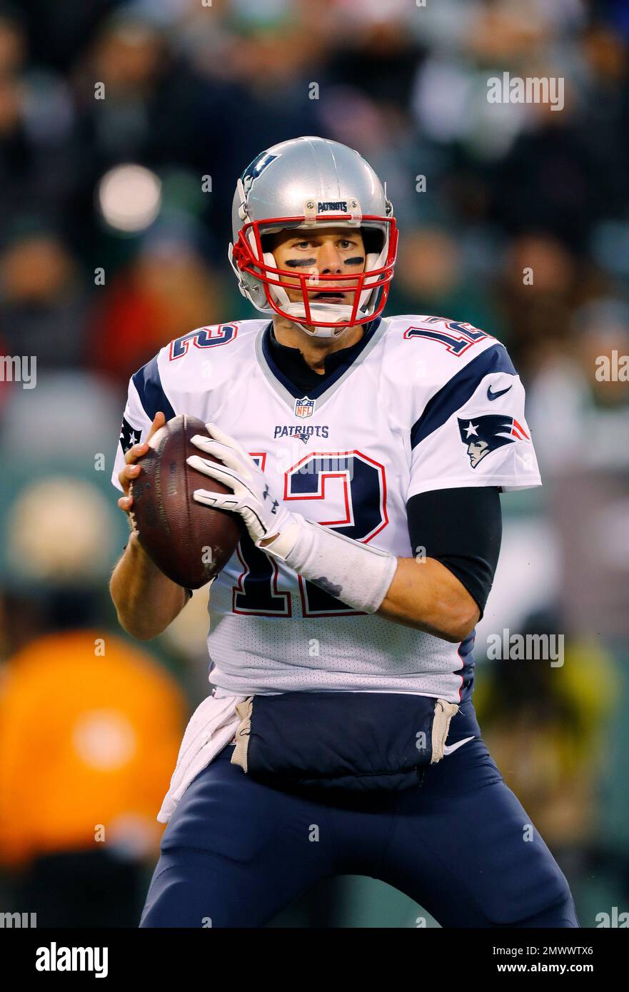 New England Patriots quarterback Tom Brady during an NFL football game ...