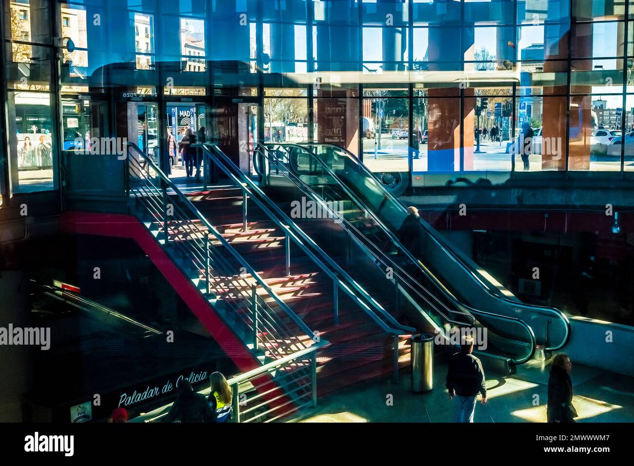 Horizontal view of one of the exits from Atocha railway station with ...