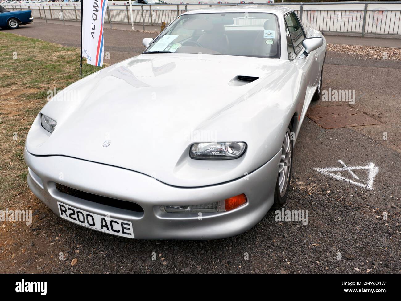 Three-quarters front view of a Silver,1997, AC Ace, on display at the ...