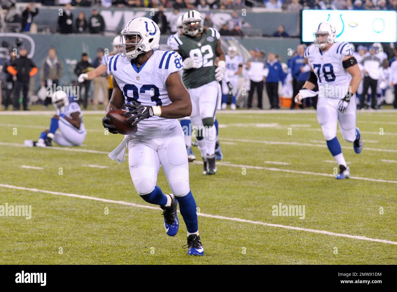 Indianapolis Colts tight end Dwayne Allen scores on a pass from ...