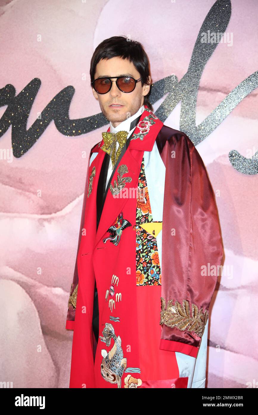 Jared Leto poses for photographers upon arrival at the Fashion Awards ...