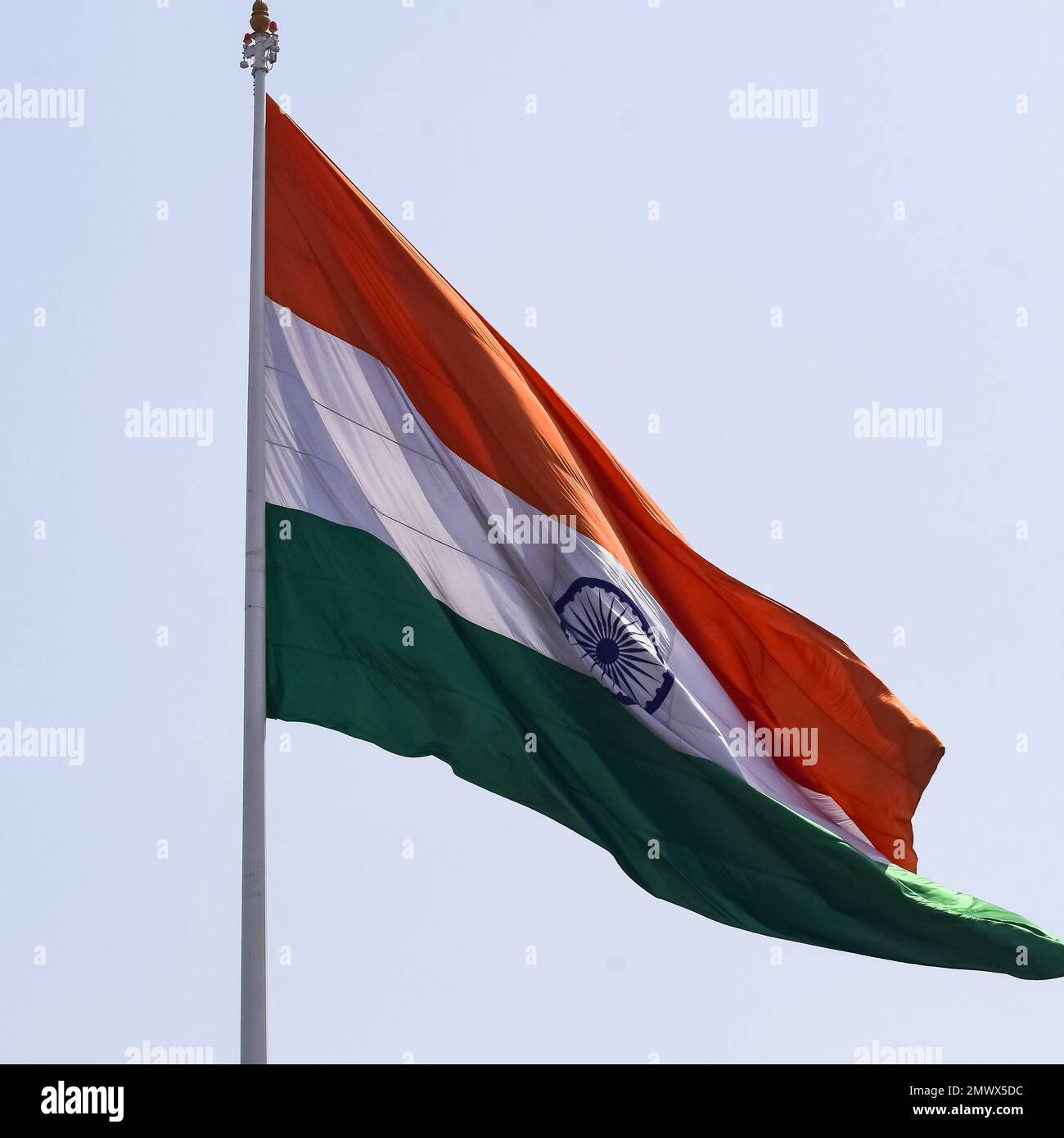 India flag flying high at Connaught Place with pride in blue sky, India ...