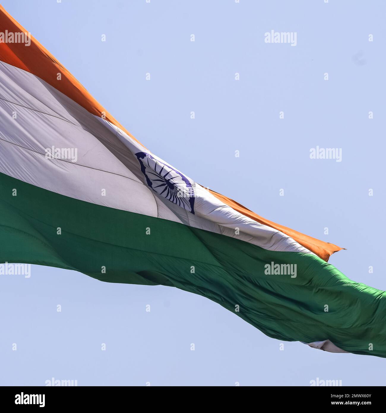 India flag flying high at Connaught Place with pride in blue sky, India ...